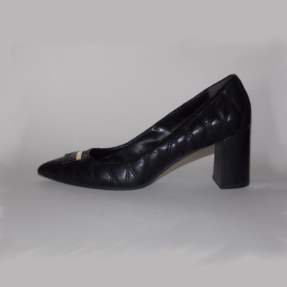 Dkny Elia Black Leather Quilted Block Heel Pumps - Wo… - Gem